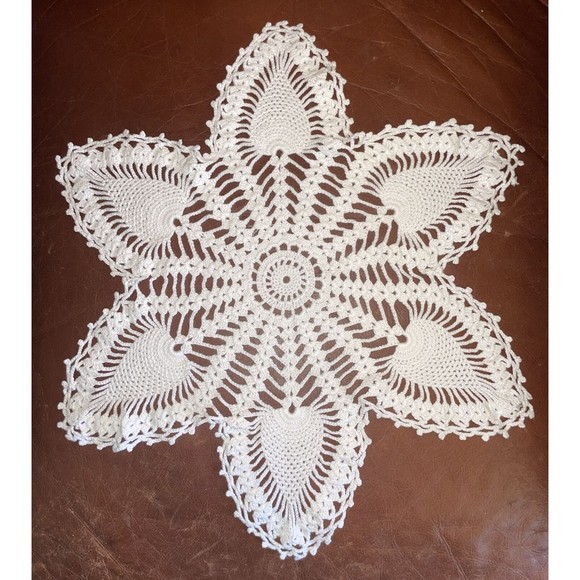 Handmade | Accents | Vintage Handmade Crocheted White Star Shaped Doily ...
